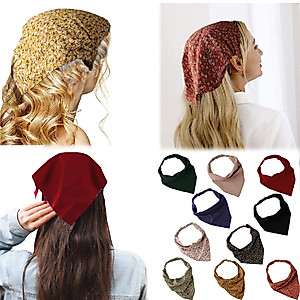 Jaciya Hair Scarfs Head Bandanas for Women Fashion Floral Triangle Head Scarf Hair Accessories