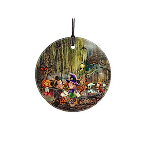 Disney – Mickey and Minnie Mouse – Halloween Fun – Thomas Kinkade Studios - 3.5” Starfire Prints Hanging Glass Print Accessory – Officially Licensed Collectible | Complimentary Velveteen Gift Bag