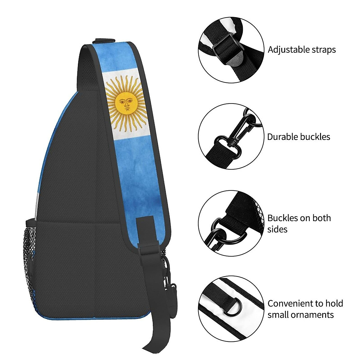 Argentina Sling Bag Argentine Flag Crossbody Chest Daypack Casual Backpack Argentine Shoulder Bag