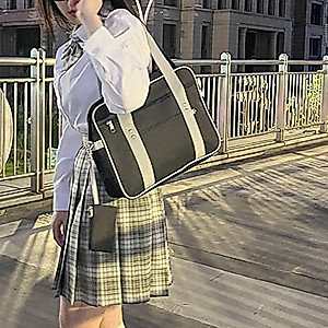 ALAMIYA Japanese Anime Purse School JK Kawaii Cute Shoulder Heart Bag Cosplay With Success in Academics Omamori (Black)