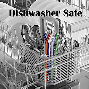 Reusable Glass Drinking Straws Set Of 6, Multi-Color 10" Long Straw for Yeti Tumbler, Ozark, Non toxic, Shatter Resistant,A Family Pack That Can Replace All Plastic, Silicone Or Metal Straws.