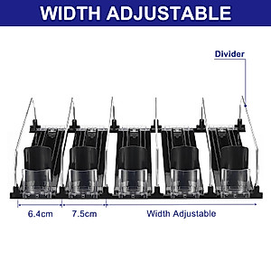 uxcell 5pcs Soda Can Organizer for Refrigerator, Self-Pushing Drink Organizer for Fridge, Width Adjustable Drink Dispenser Beverage Pusher For Pantry Vending Machine, Black