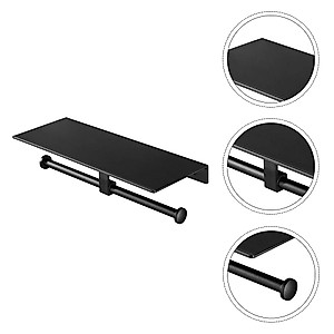 Cabilock 1pc Tissue Rack Toilet Paper Shelf Toilet Paper Stand Bathroom Wall Rack Black Towel Holder Wall Towel Rack Vintage Toilet Paper Holder Toilet Accessory Wall Mount Space Aluminum