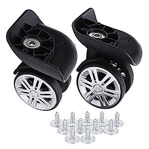 Swivel Luggage Wheels Replacement, 360 Swivel Trolley Suitcase Spinner Repair Mute Wheel Left and Right Dual Roller Bearing Silent Caster Repairing Parts Set Travel Customs Box Case 1 Pair