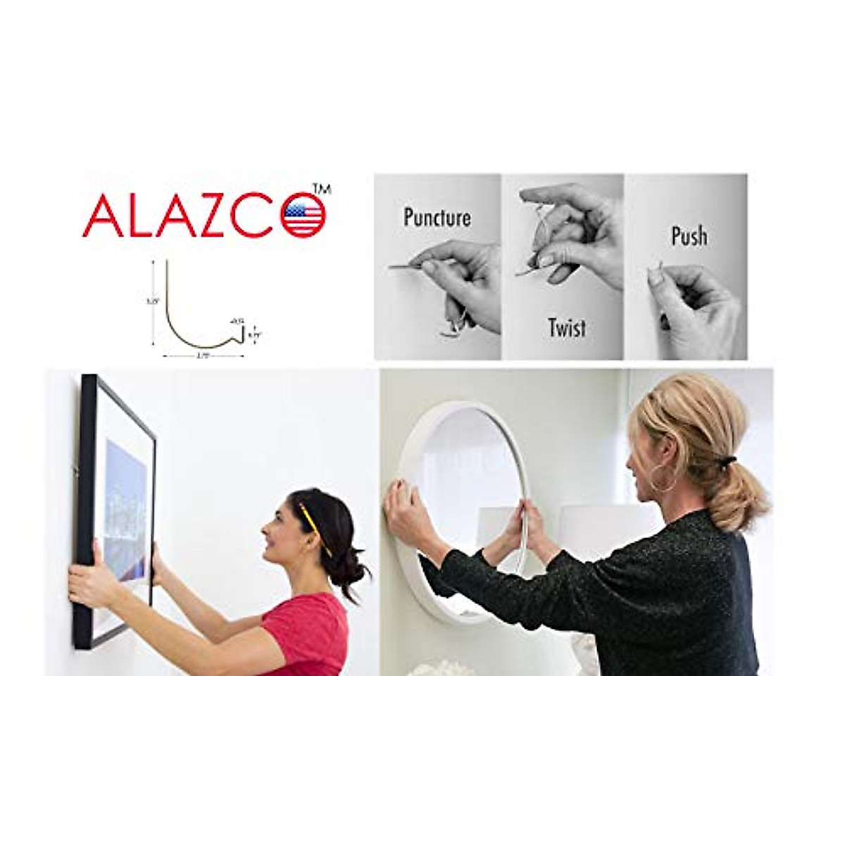 24pc Set ALAZCO Super Hooks - Hang Pictures Mirrors Clocks Wall Art Without Any Tool, Hammer, Nails or Drilling! Excellent Quality!