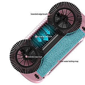 TOUMENY Hand-Push 𝐒weeper, Home Lazy Three-in-One Suction 𝐒weeper, Floor 𝐂leaning Electric 𝐌op for Floor Bathroom Living Room 𝐂leaning