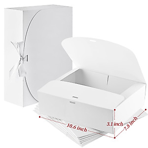 Ocmoiy 12 Pack Gift Boxes with Lids, 10.6x7.8x3.1 Inch White Paper Gift Box with Ribbon, Bridesmaid Proposal Box for Wedding, Packaging, Baby Shower, Birthday, Christmas, Party, Present Crafting