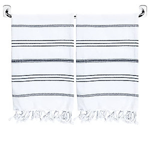 Blutao River Black and White Hand Towels Bathroom & Kitchen with Tassels - Decorative Turkish Style Farmhouse Hand Towels Bathroom - 18x40 Set of 2 Bathroom Hand Towels Decorative Set