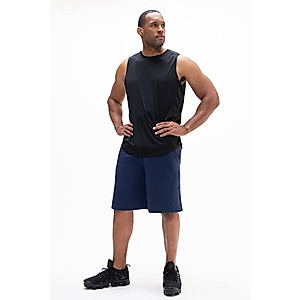DEVOPS Men's 2-Pack Loose-Fit 10" Workout Gym Shorts with Pockets (Medium, Black/Navy)