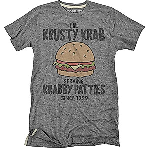 Popfunk Spongebob Krabby Patties Slim Fit Unisex Adult Triblend Heather T Shirt (Small) Athletic Heather