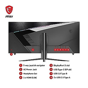 MSI MAG401QR, 40" Gaming Monitor, 3440 x 1440(UWQHD), IPS, 155Hz, FreeSync Premium, HDR400, HDMI, Displayport, USB C, Tilt,Black