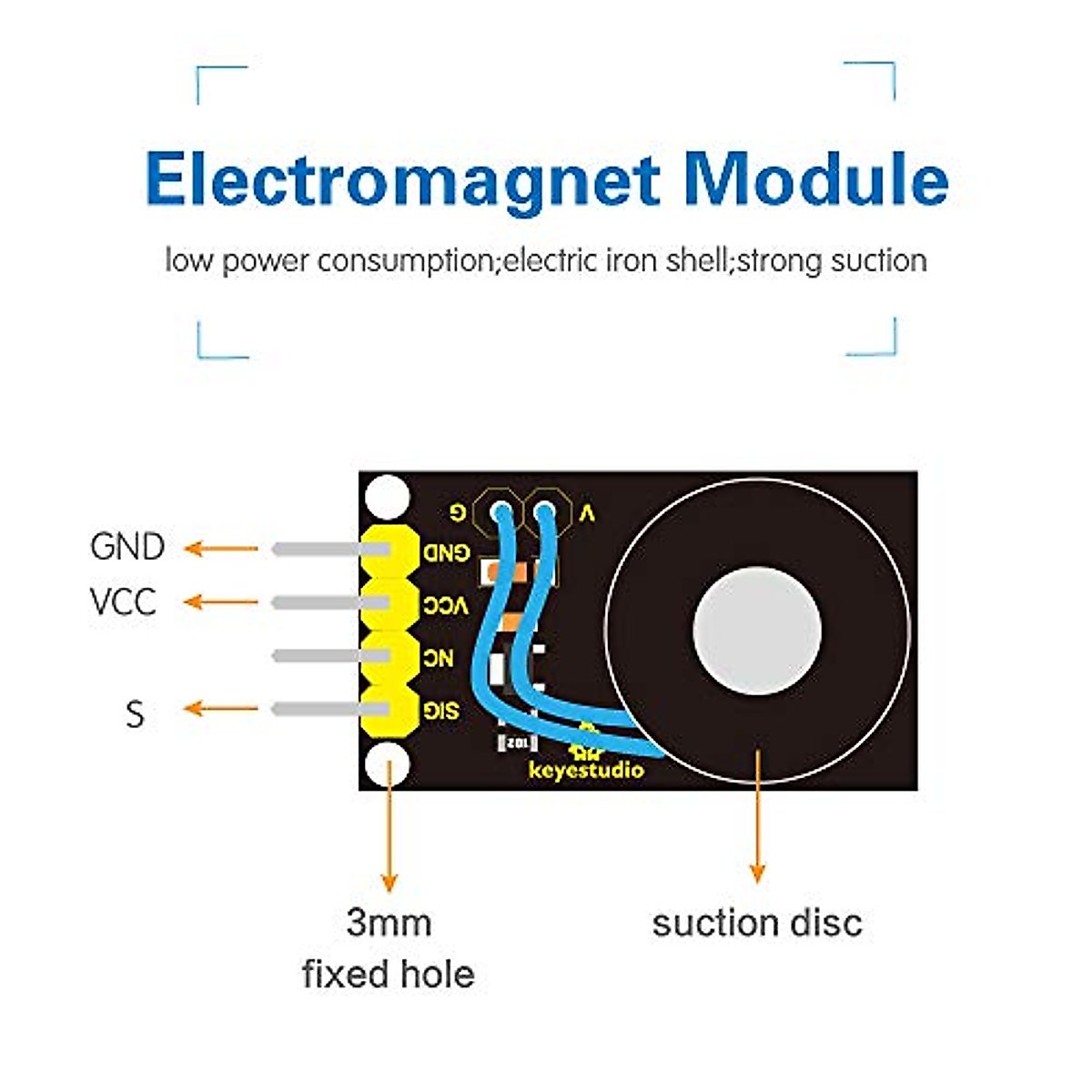 KEYESTUDIO 5V DC 25N Force Electric Lifting Magnet Solenoid Electromagnet Module for Arduino