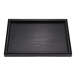 Solid Wood Serving Tray Rectangle Non-Slip Tea Coffee Snack Plate Food Meals Serving Tray with Raised Edges for Home Kitchen Restaurant(11.81x7.87x0.79, Black)