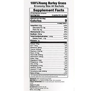 Yamamoto Kanpo Young Barley Grass Powder, 100% Green Superfood, Japan's Green Juice for Health & Vitality, Rich in Vitamins & Minerals, Non-GMO, Vegan, 44 Sachet