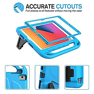 SUPNICE Kids Case for iPad 10.2 inch, iPad 9th/8th/7th 2021/2020/2019 Generation Case with Built-in Screen Protector, Durable Shockproof Lightweight Handle Stand Kids Cover for iPad 9/8/7 Gen, Blue