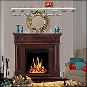 Electric Fireplace with Mantel Brown Heater 1500W Electric Fireplace Freestanding with Remote Control Fireplace Surround with Mantel Adjustable Led Flame