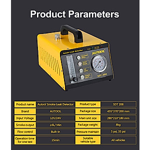 QPKING EVAP Smoke Fuel Leakage Tester 4 in 1 Car Conduit Pipe System Leak Detection Tools, Car Fuel Leak Detector for 12V/24V Vehicles Boats with Adjustable FlowMeter Leak Detector