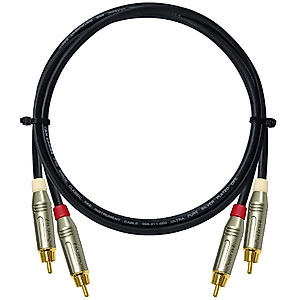 WORLDS BEST CABLES 2 Foot - RCA Cable Pair CUSTOM MADE made using Van Damme Pro Grade Classic XKE Instrument (Jet Black) wire & Amphenol ACPR Die-Cast, Gold Plated RCA Connectors