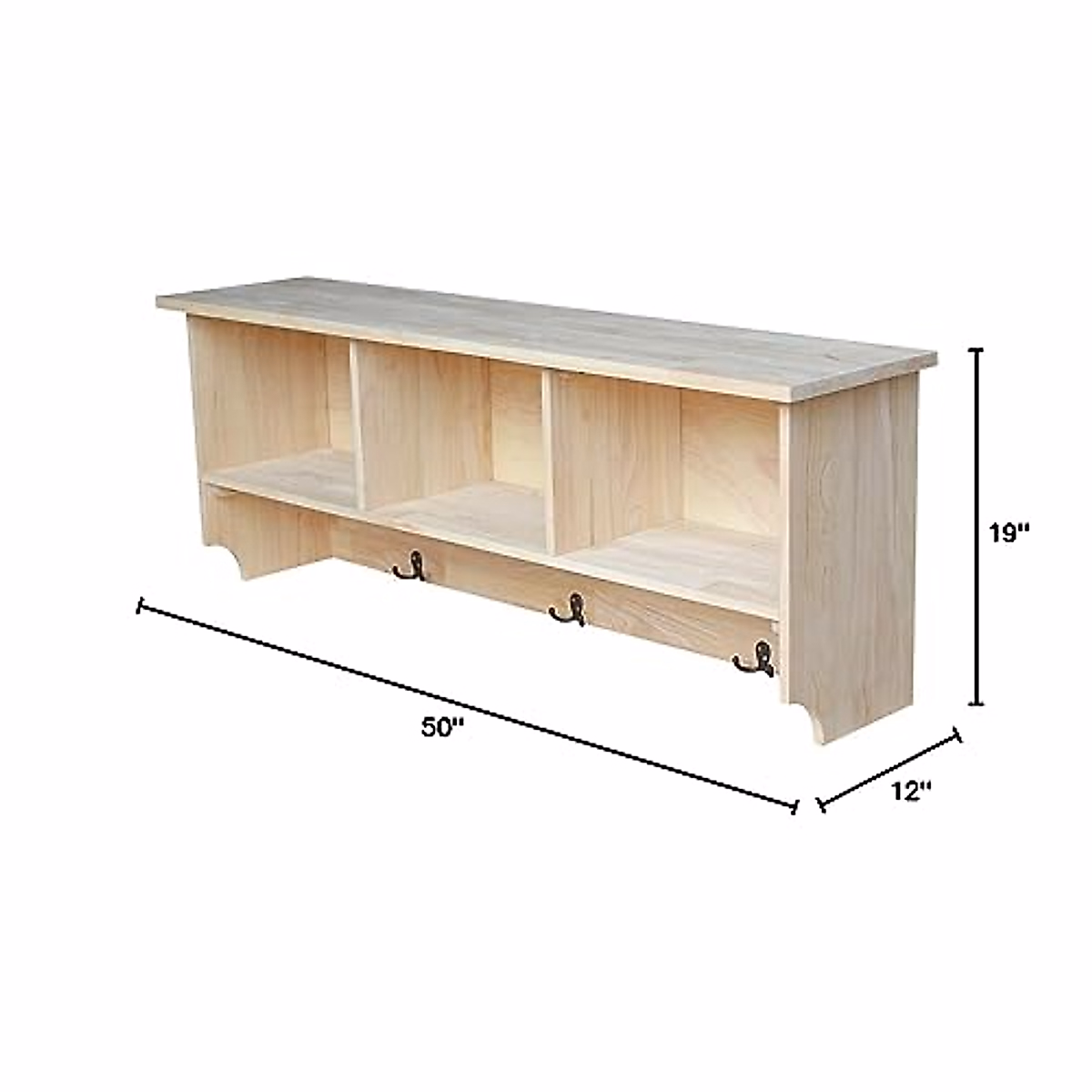 IC International Concepts Storage Wall Shelf Unit, Unfinished