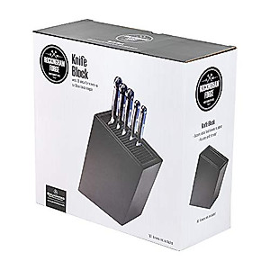 Rockingham Forge Sloping Matt Black Universal Knife Block, 20 Slots for Knives up to 20cm Blade Length
