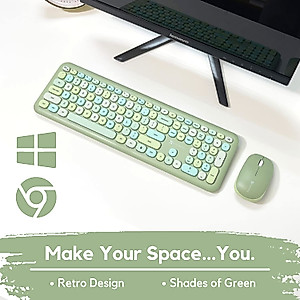 X9 Green Keyboard and Mouse Combo - 2.4G Wireless Connectivity - Transform Your Space with a Cute Wireless Keyboard and Mouse Retro Set - Colorful Keyboard and Mouse - Aesthetic Keyboard