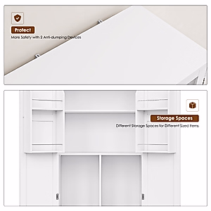 BOTLOG Tall Kitchen Pantry, 67-Inch High Freestanding Tall Cupboard Storage Cabinet with Glass Doors and Shelves, Modern Food Pantry Cabinet Cupboard White for Kitchen, Dining Room, Home bar