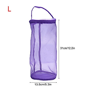 Hilitand Mesh Bag Lightweight Portable Yarn Wool Bag, Knitting Crochet Thread Storage Organizer Tote 12.2x5.3inch/5.1x5.1inch(Purple L)