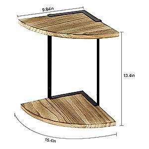 NEX Corner Floating Shelves, 2-Tier Corner Shelf Wall Mount Small Round End Shelves for Bedroom, Living Room, Nursery