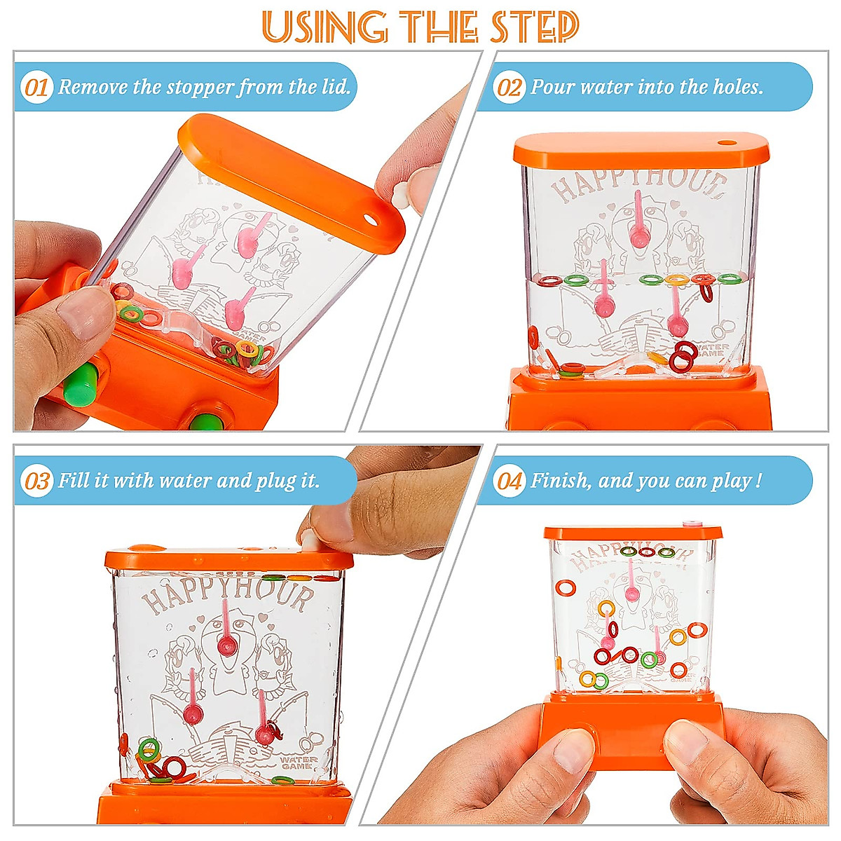 Skylety 2 Pcs Handheld Water Game 2.6 x 3.25 Inch Arcade Water Ring Water Tables in a Gift Box for Beach Fun Game Toys Fun Stocking Stuffers Gifts for Toddler Kids Adults Retro Pastime, Without Water