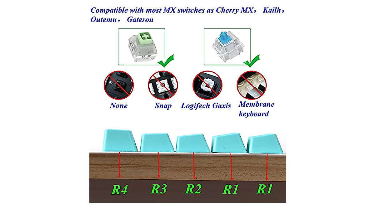 Mosptnspg 61 Key PBT Gaming Keycaps - High Quality