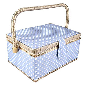 UXZDX Handmade Sewing Basket Household Fabric Craft Thread Needle Storage Box Organizer Flip Type
