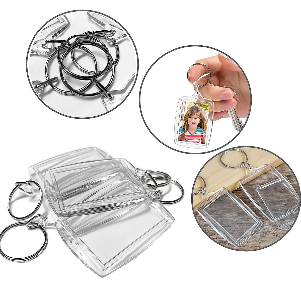 BetterJonny 20Pcs Acrylic picture Keychain Blanks Photo Keychain Clear in Photo Keychain Acrylic Picture Frame Keyrings (Rectangle)