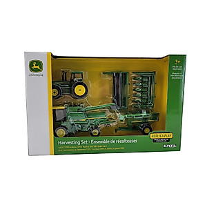 John Deere 1/64 Scale 5 pc Harvesting Set 4555 Tractor, 7720 Combine w/2 Heads, 500 Grain Cart