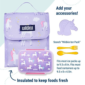 Wildkin Kids Insulated Lunch Bag – Reusable, Ideal for Hot/Cold Snacks, School & Travel - Unicorn