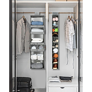 NEATJELAI Hanging Shoe Organizer 10 Tier Hanging Shelves for Closet Organizers and Storage System，Foldable Design, for Wardrobe, Baby Clothes Organization and Storage，Gray