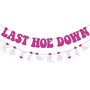 Wulagogo Last Hoedown Space Cowgirl Bachelorette Party Banner, Western, Hot Pink, 7.0 inches x 6.0 inches