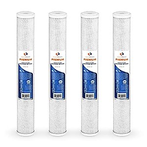 Aquaboon Premium 20 x 2.5 inch 5 Micron | Whole House Carbon Water Filter Replacement | Universal Coconut Shell Cartridge for Whole Home | 4 Pack