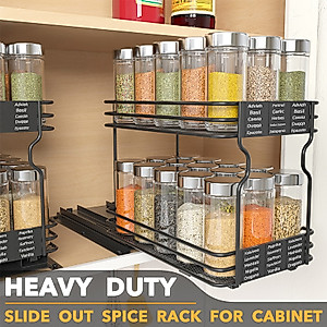 SpaceAid Pull Out Spice Rack Organizer for Cabinet, 2 Drawers 2-Tier, 1 Drawer 2-Tier