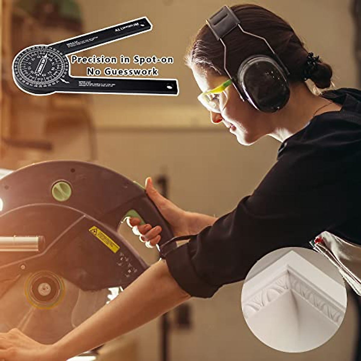 Smolder Miter Saw Protractor, 7.3” Aluminum Angle Finder for Woodworking Metalworking and All Building Trades (Protractor with Laser Engraved)