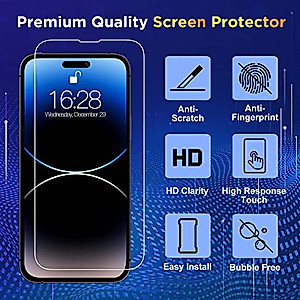 [3+3 Pack] Totexil Screen Protectors for iPhone 14 Pro 6.1 inch with Camera Lens Protectors, Ultra HD Screen Tempered Glass, Full Coverage, Scratch Resistant, 9H Hardness,Easy Install,Bubble Free