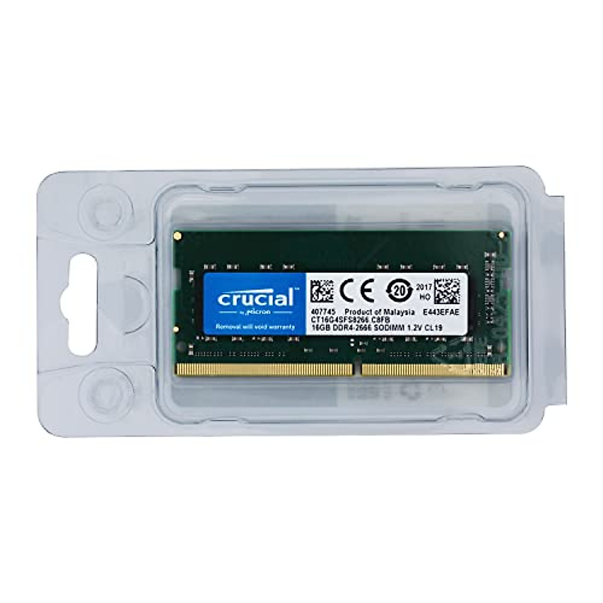Crucial 16GB DDR4 SDRAM Memory Module - for Notebook - 16 GB - DDR4-2666/PC4-21300 DDR4 SDRAM - CL19-1.20 V - Non-ECC - Unbuffered - 260-pin - SoDIMM (CT16G4SFS8266)