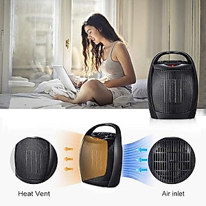 Portable Small Electric Space Heater with Thermostat,1500W/750W Ceramic MIni Heater for Indoor Use,Fast Heating,Desk Heater Fan with 3 Heat Settings,Built-in Overheat & Tip-Over Protection (Silver)