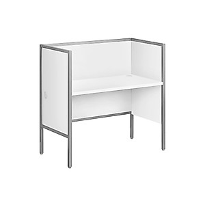 Monarch Specialties I 7729 Office Cubicle, 48" L, Desk, Work, Commercial Grade, White Laminate, Silver Metal