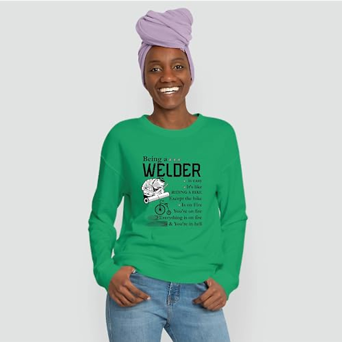 Gift for Welders Riding a Bike is Easy Grey and Muticolor Unisex Long Sleeve T Shirt
