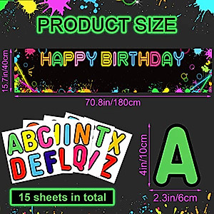 Pajean Customize Personalized Glow in The Dark Birthday Backdrop Custom Neon Banner Happy Birthday Party Decorations Make Your Own Glow Banner DIY Colorful Graffiti Banner Birthday Party Decor