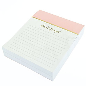 Graphique Blush Pink Jotter Notepad, Pad of Paper w/ 250 Tearable Ruled Pages, Elegant and Fun, Embellished with Gold Foil, Great for Kitchen Counters, Nightstands, Desks, and More, 4.5" x 5.5" x 1"