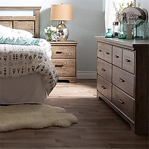 Home Square 3 Piece Modern Bedroom Furniture Set - 8 Drawer Bedroom Dresser/Small Nightstand with Drawers - Set of 2 / Distressed Grey Oak