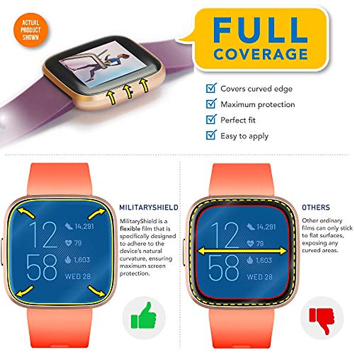 ArmorSuit MilitaryShield Screen Protector Compatible with Fitbit Versa 2 (6 Pack) Max Coverage Anti-Bubble HD Clear Film