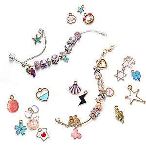 SANNIX 110pcs Assorted Gold Plated Enamel Pendants Necklace Bracelet Charms for Jewelry Making