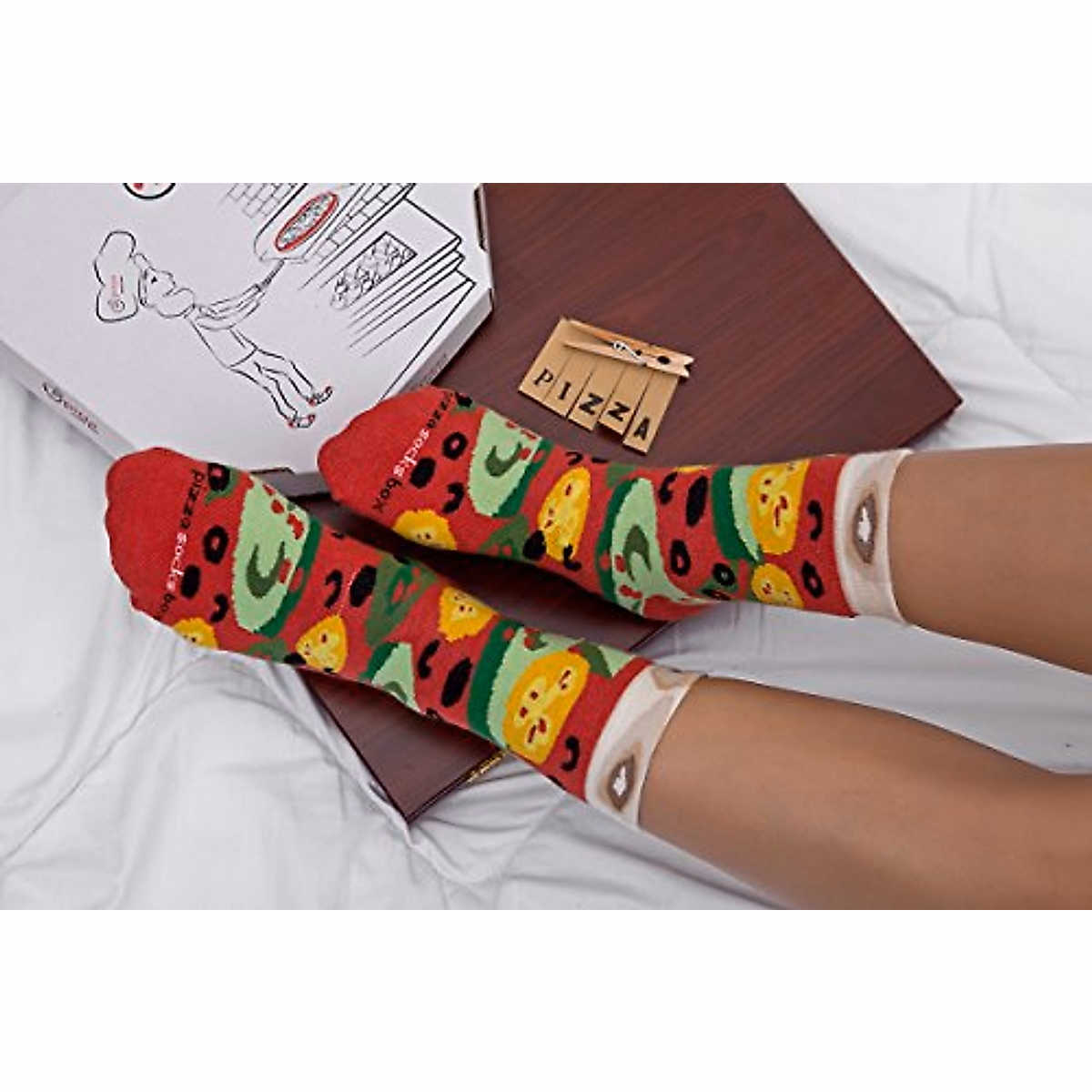 PIZZA SOCKS BOX 4 pairs MIX Hawaii Italian Vege Cotton Socks S Made In EU